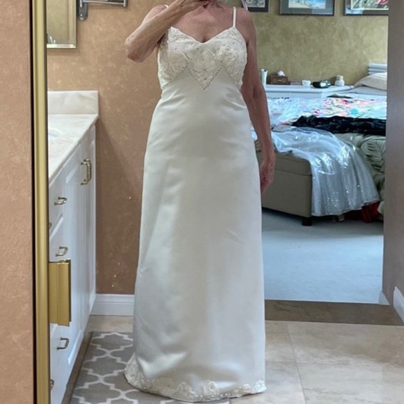 Hand Crafted | Dresses | Original Hand Made Ivory Satin Long Gown With ...